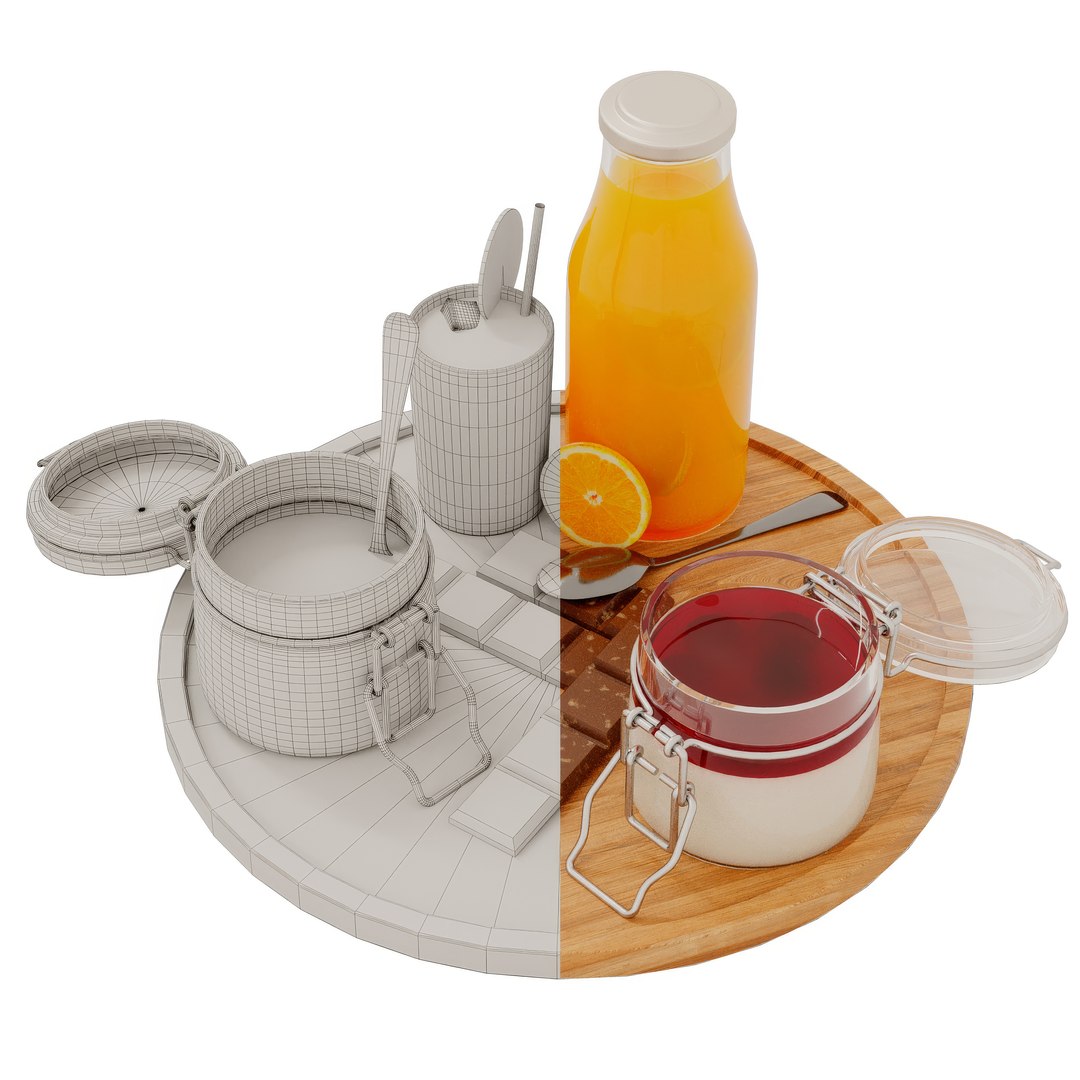 3D Model Jam And Orange Juice And Chocolate - TurboSquid 2331885