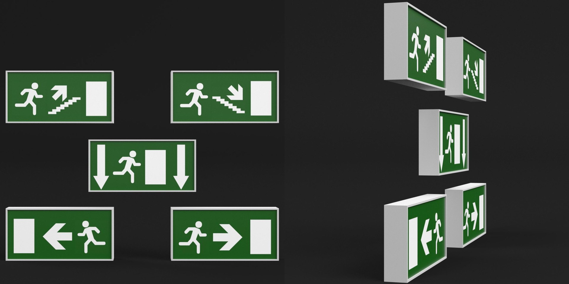 3D Emergency exit signs model - TurboSquid 1931796