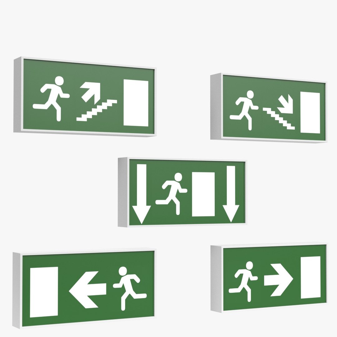 3D Emergency exit signs model - TurboSquid 1931796