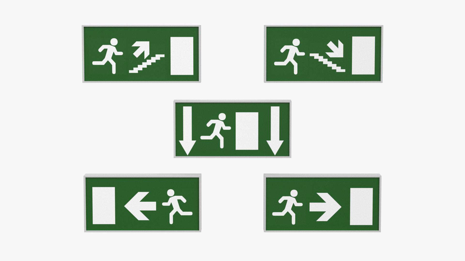 3D Emergency exit signs model - TurboSquid 1931796