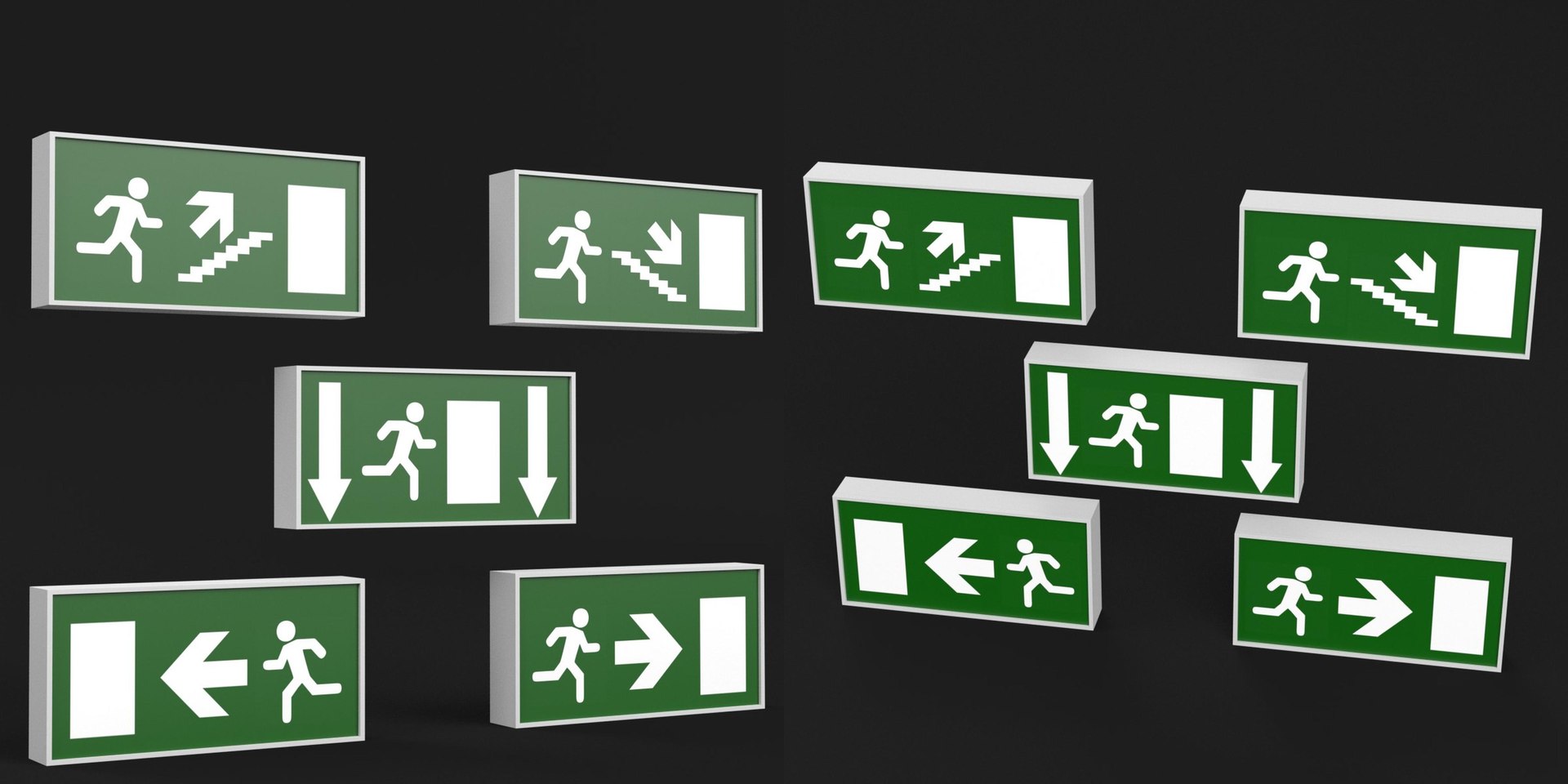 3D Emergency exit signs model - TurboSquid 1931796