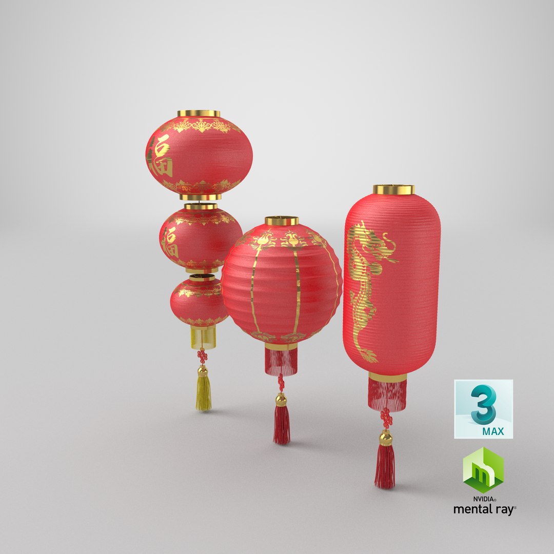 3D Three Detailed Paper Lanterns model - TurboSquid 2007491
