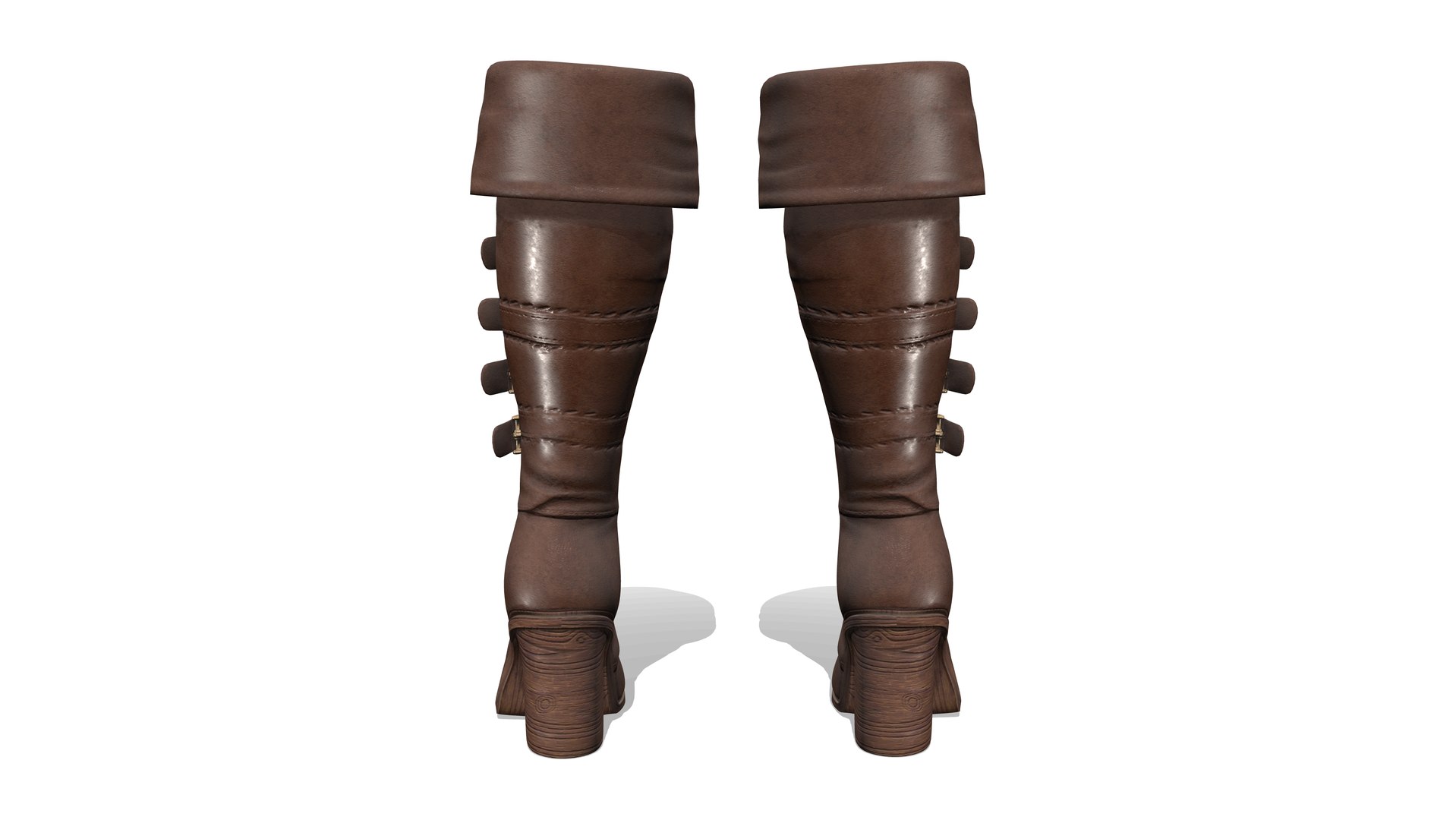 Brown Leather High Heel Elf Boots 3D Model - TurboSquid 1942374