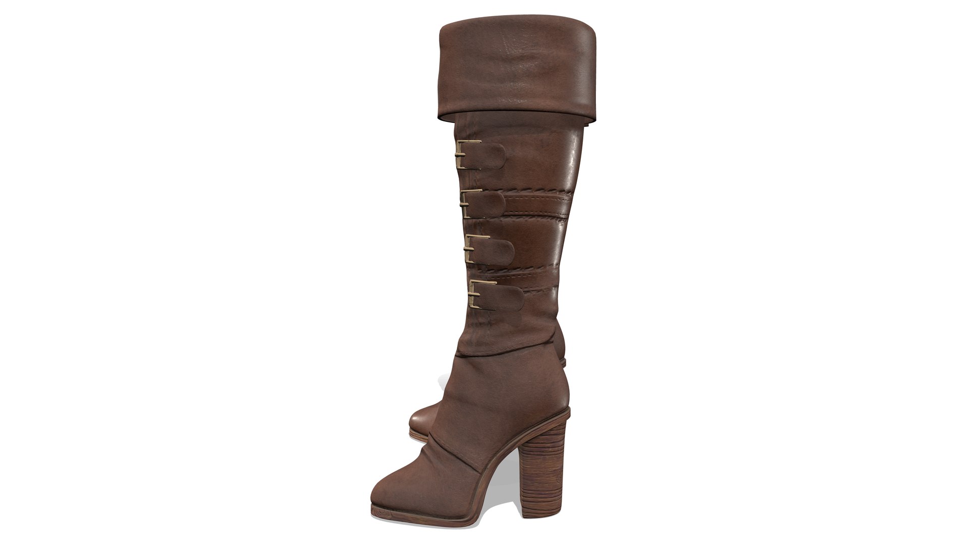 Brown Leather High Heel Elf Boots 3D Model - TurboSquid 1942374