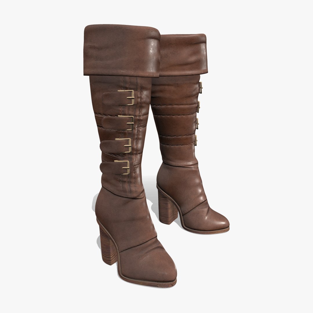 Brown Leather High Heel Elf Boots 3D Model - TurboSquid 1942374
