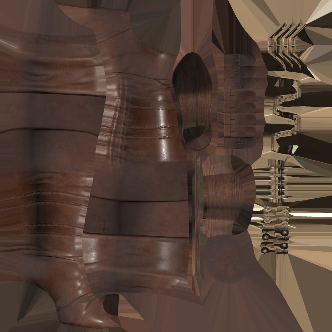 Brown Leather High Heel Elf Boots 3D Model - TurboSquid 1942374