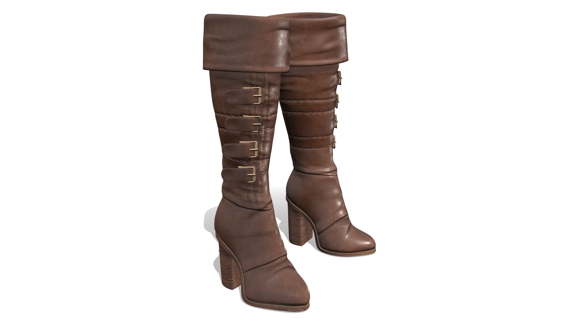 Brown Leather High Heel Elf Boots 3D Model - TurboSquid 1942374