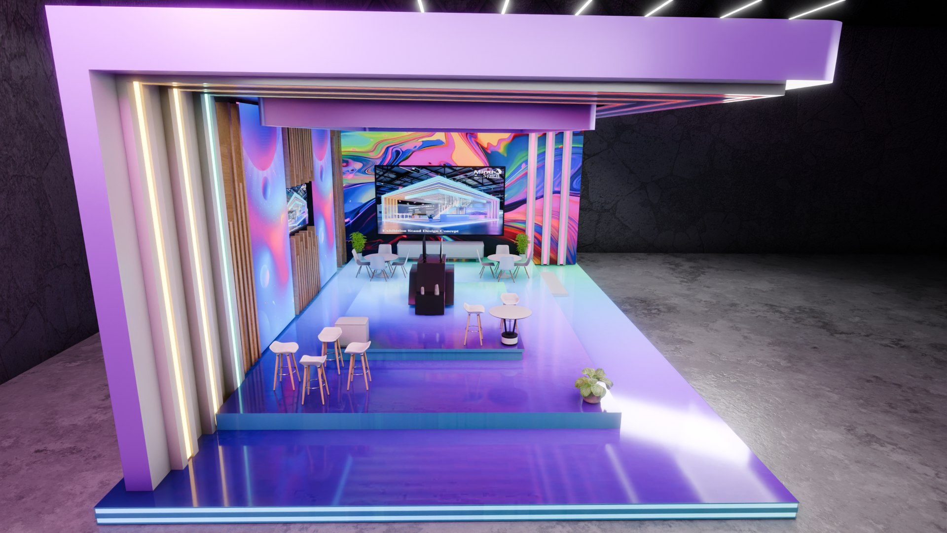 3D Model Futuristic Sci-Fi Neon Exhibition Booth 3D Model 3D Model ...