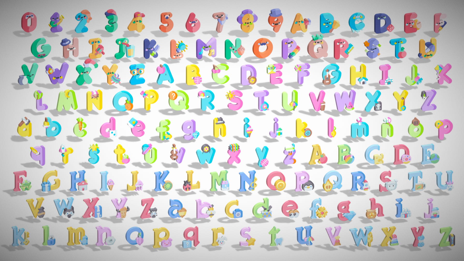 Toon Alphabets Numbers Mega Pack - Low Poly Cartoon Pack - Kids ...