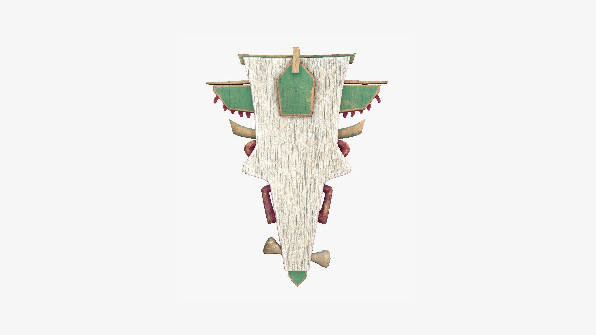 3D Tribal Mask C10 White Green - Costume Character Design Model ...