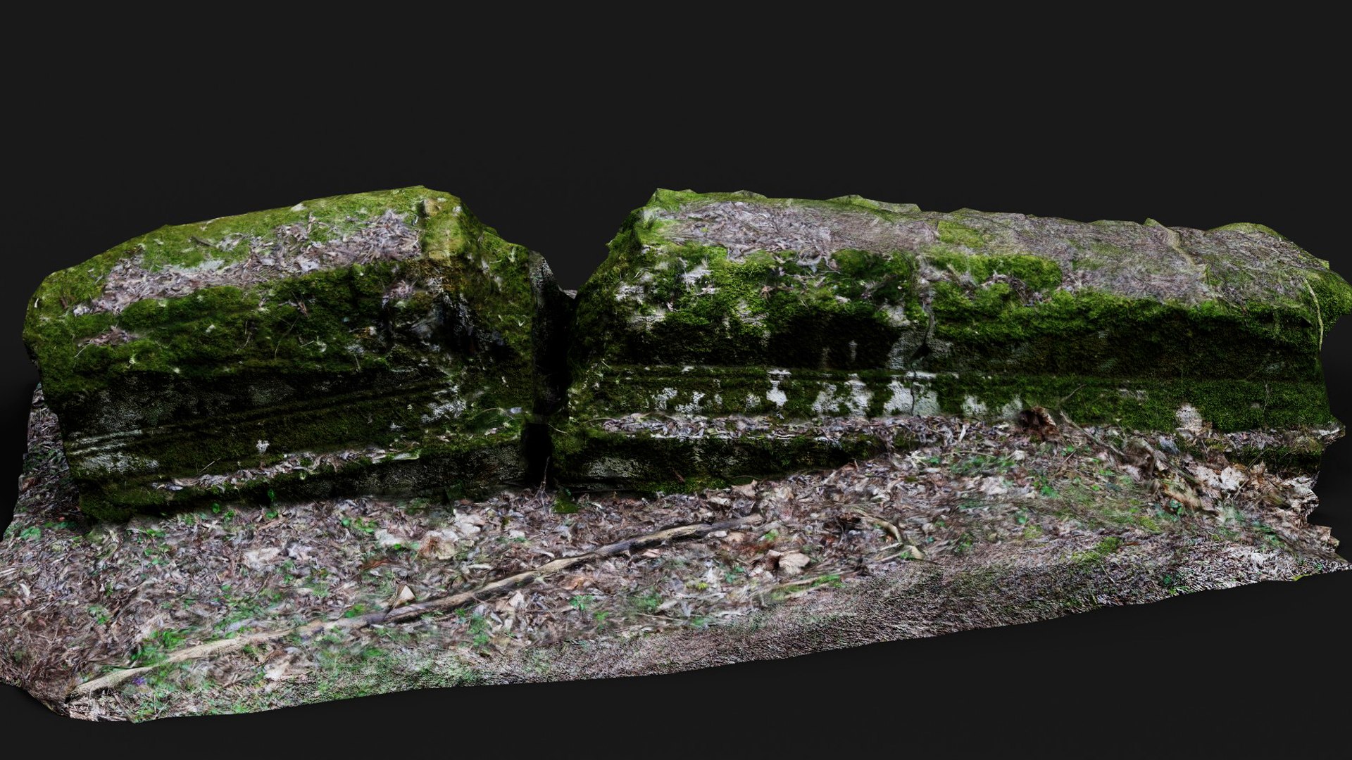 3D Abandoned Mossy Ruins Large Blocks Debris PBR Photogrammetry ...