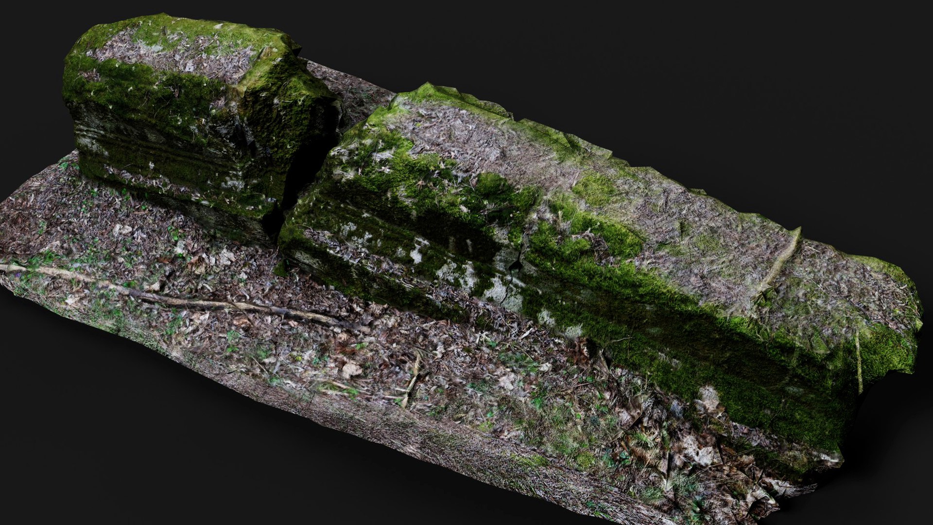 3D Abandoned Mossy Ruins Large Blocks Debris PBR Photogrammetry ...