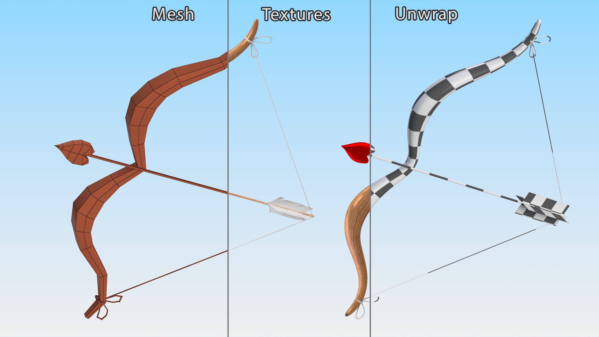 Bow And Arrow With The String Drawn 3D - TurboSquid 2307310