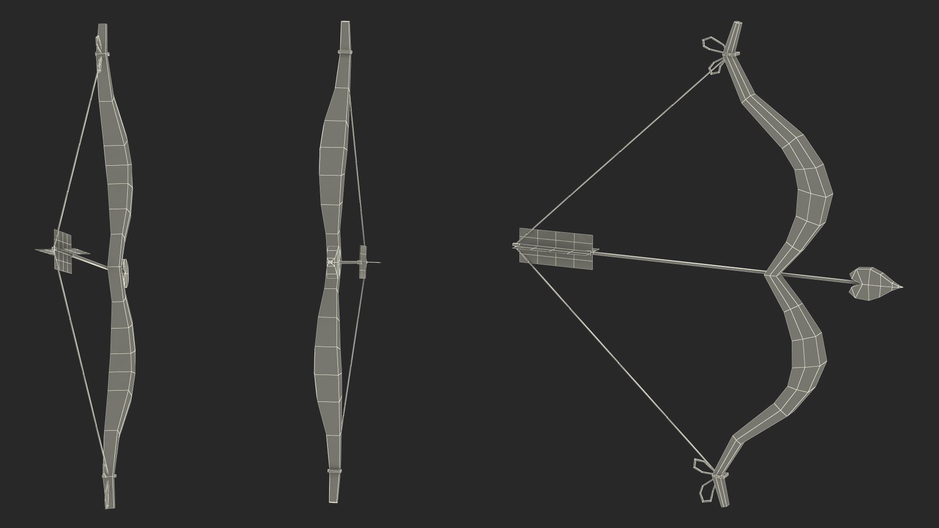 Bow And Arrow With The String Drawn 3D - TurboSquid 2307310
