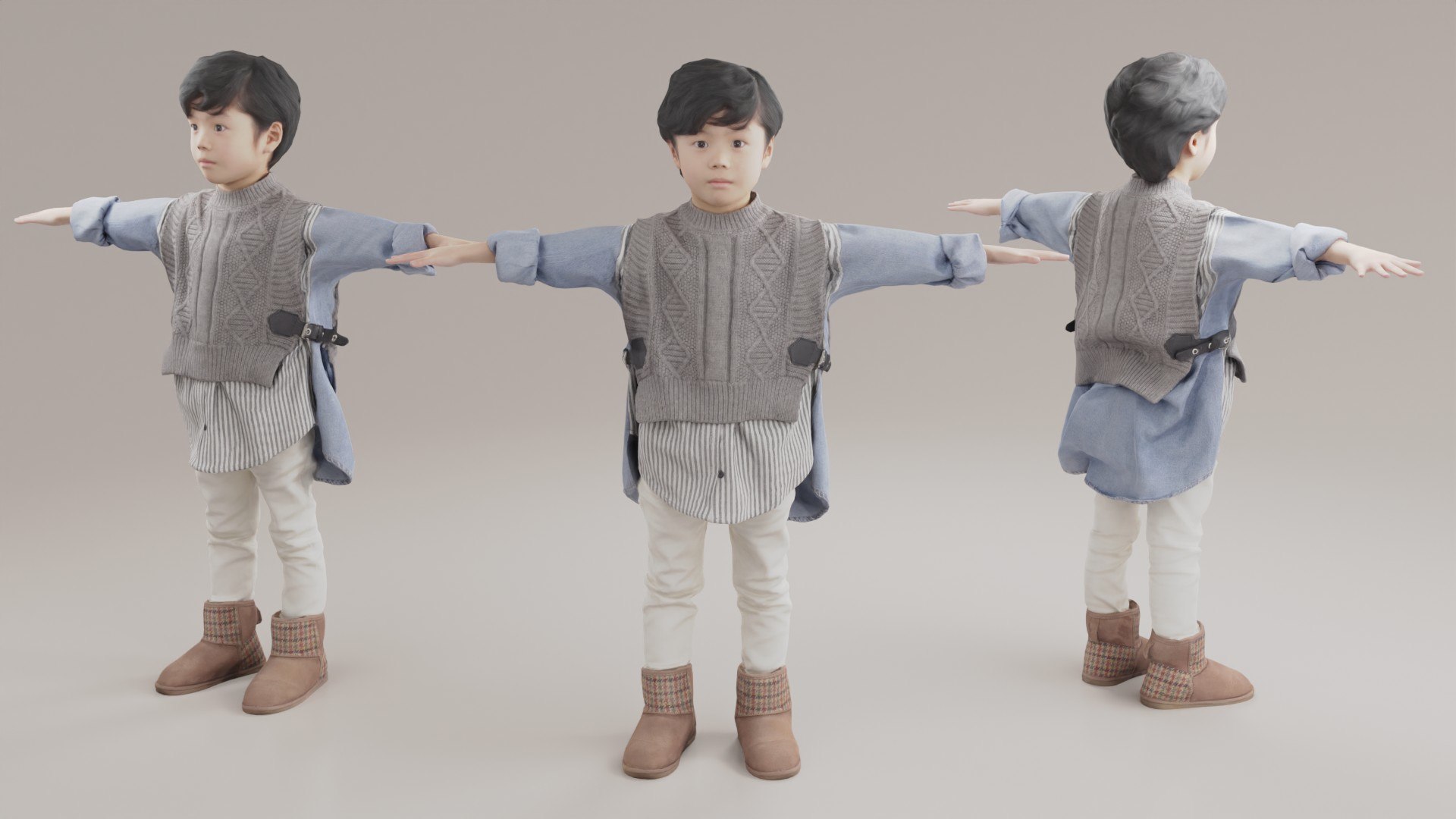 Animated 3D asian boy in kindergarten uniform-215Rui 3D - TurboSquid ...