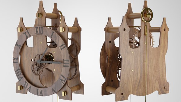 3D Wooden Wall Clock Open Case Design - TurboSquid 1998019
