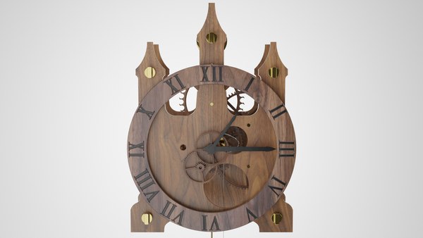 3D Wooden Wall Clock Open Case Design - TurboSquid 1998019
