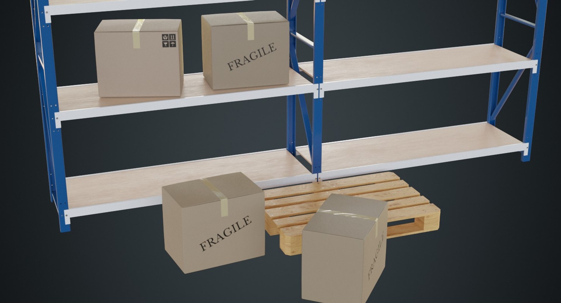 3D Boxes Pallet Shelf 1a Model - TurboSquid 1408965