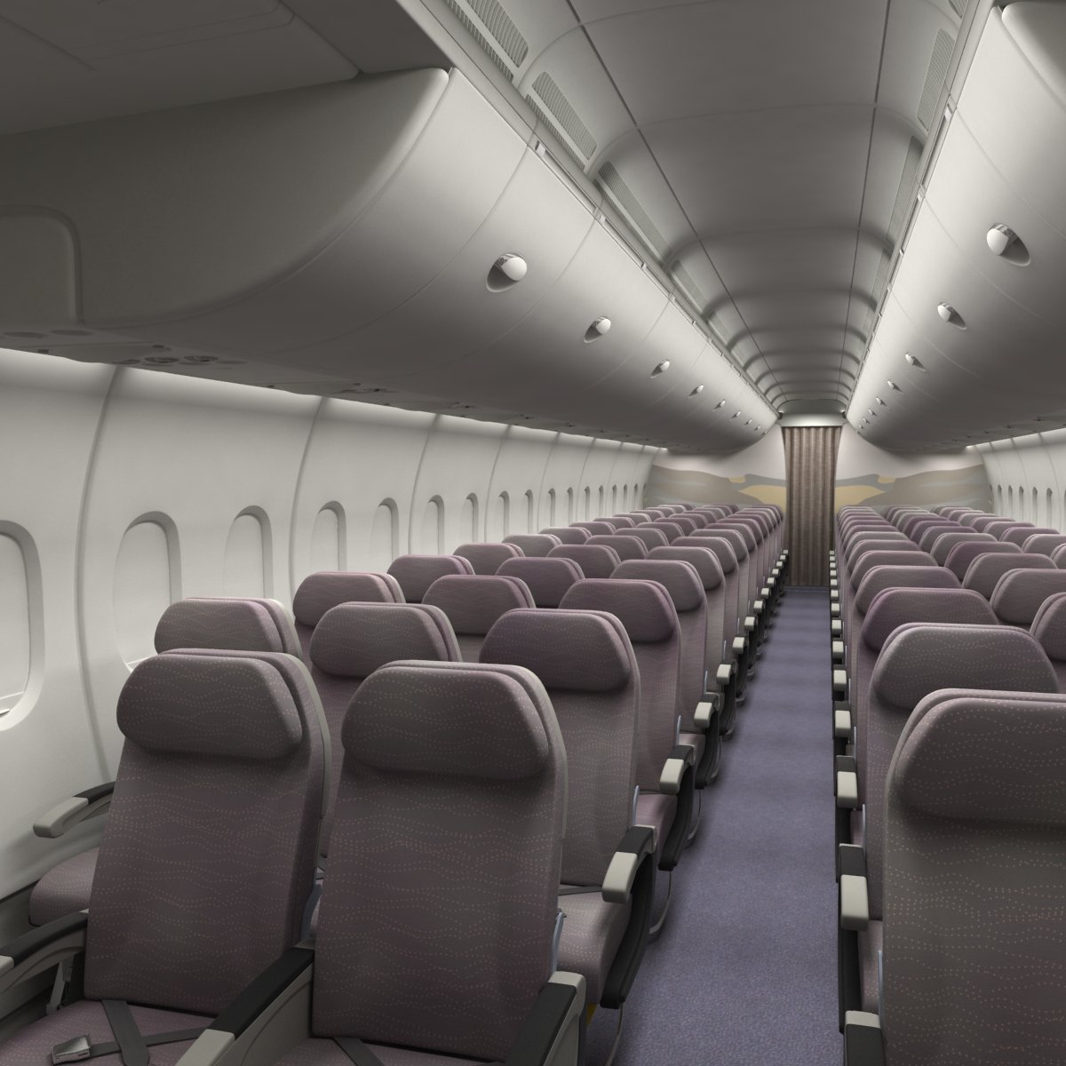 economy airplane cabin interior 3d obj