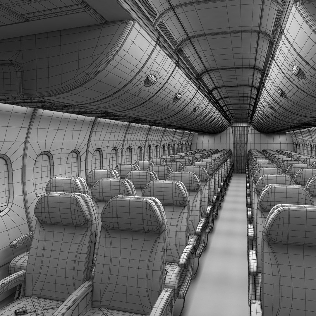 economy airplane cabin interior 3d obj