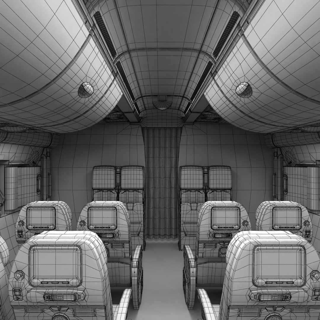 Economy Airplane Cabin Interior 3d Obj