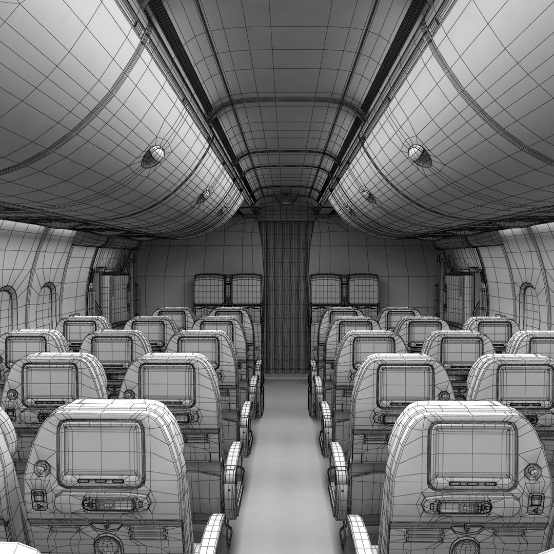 economy airplane cabin interior 3d obj