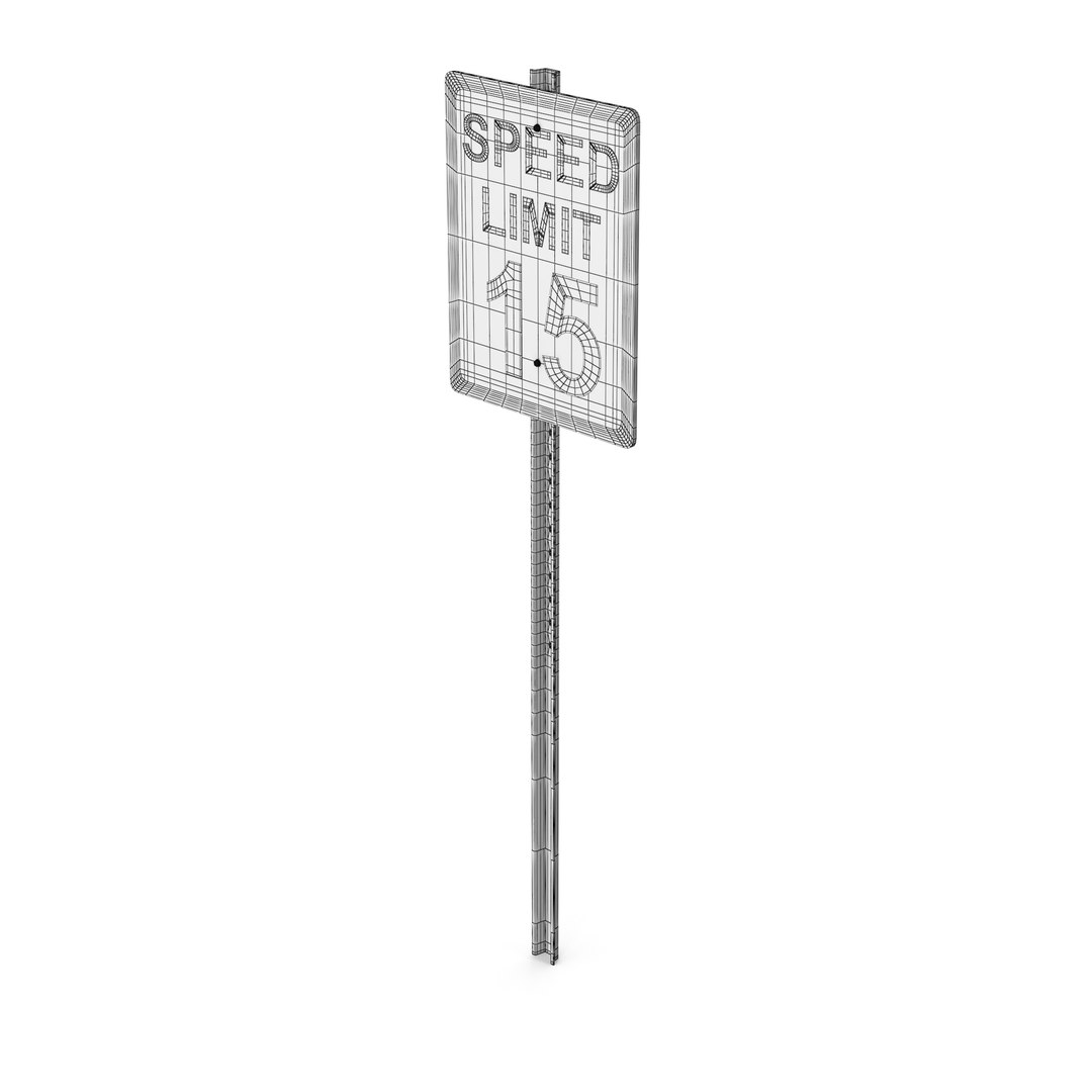 Speed Limit 15 Road Sign 3D model - TurboSquid 2044265