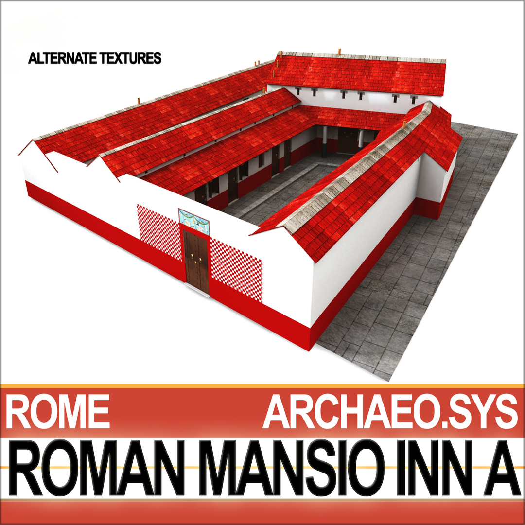 3d ancient roman mansio inn model