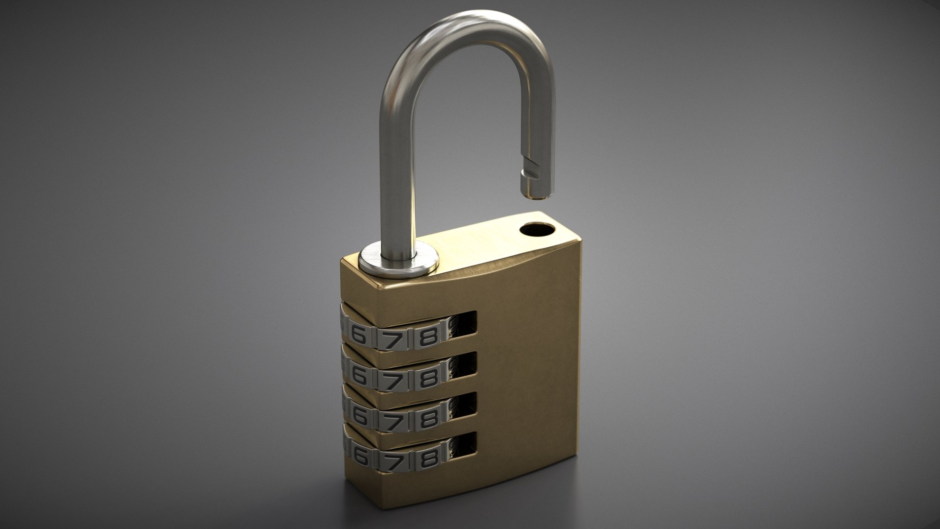 Combination Pad Lock Brass 3D - TurboSquid 1986964
