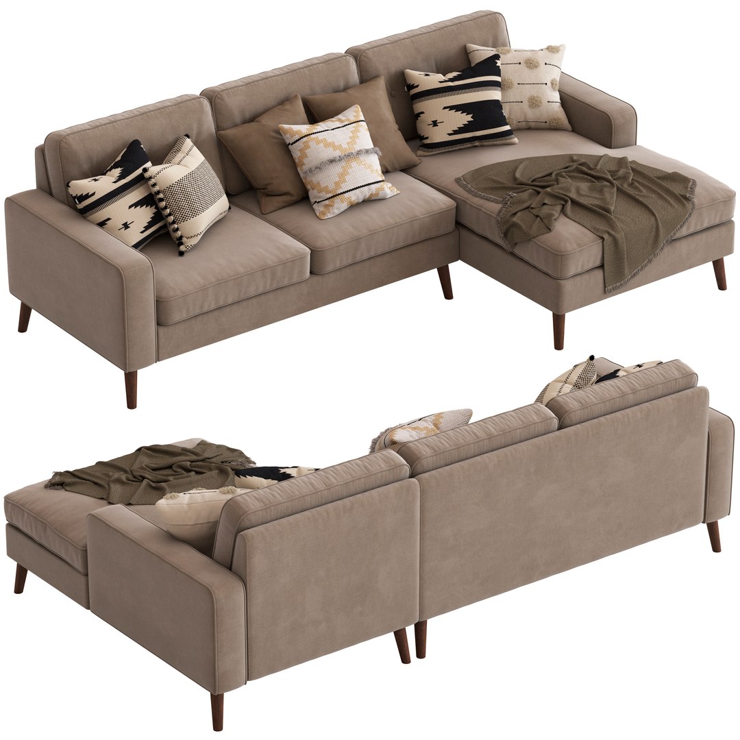 Cult Furniture Madison Sofa With Chaise 3D - TurboSquid 2173791