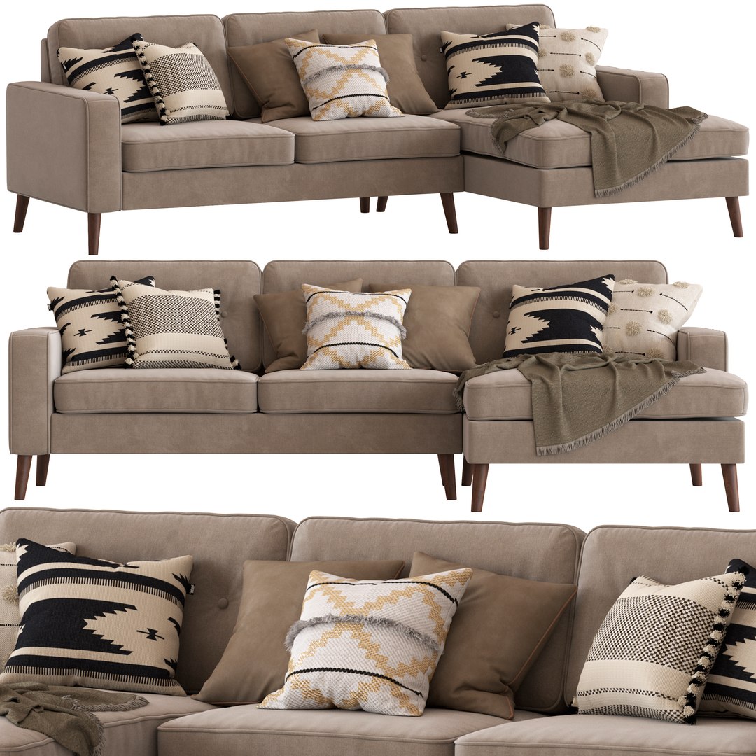 Cult Furniture Madison Sofa With Chaise 3D - TurboSquid 2173791