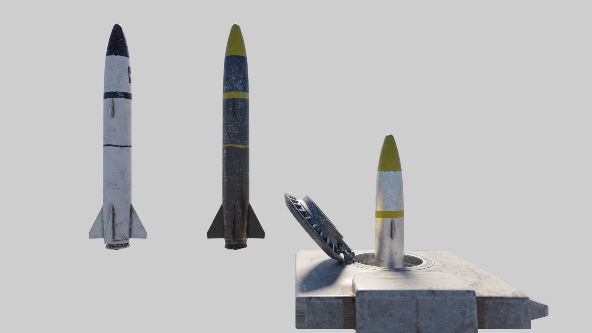 3D Missile with 2k pbr textures 3 variation - TurboSquid 1971800