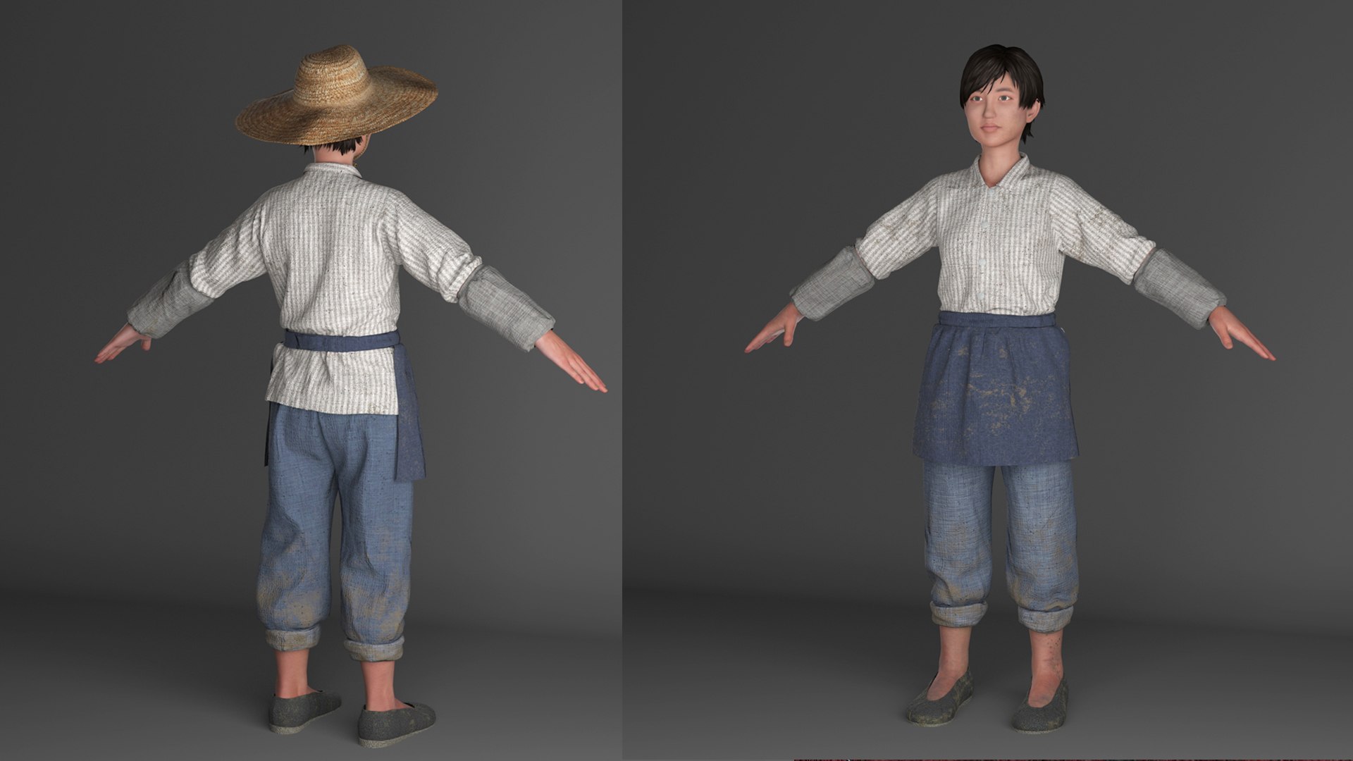 Woman Farmer Nanny Asian Woker Model - TurboSquid 1976513