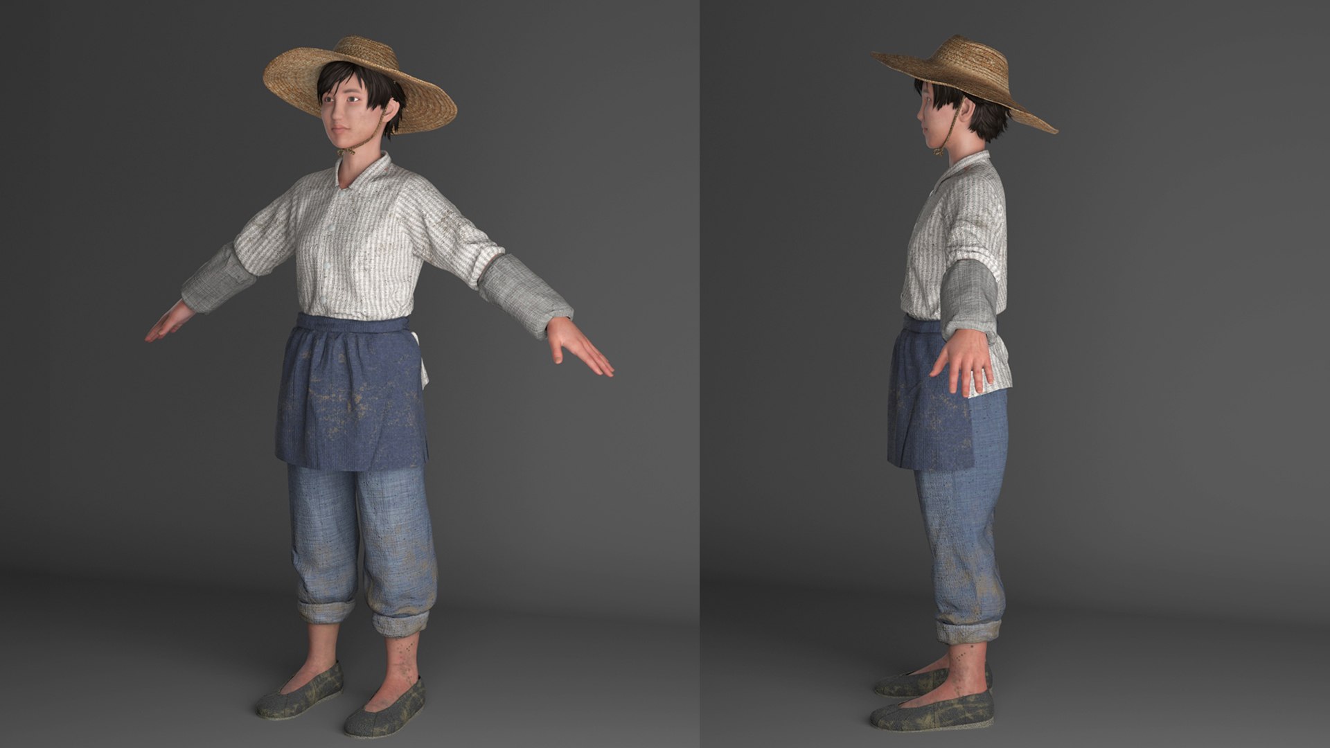 Woman Farmer Nanny Asian Woker Model - TurboSquid 1976513
