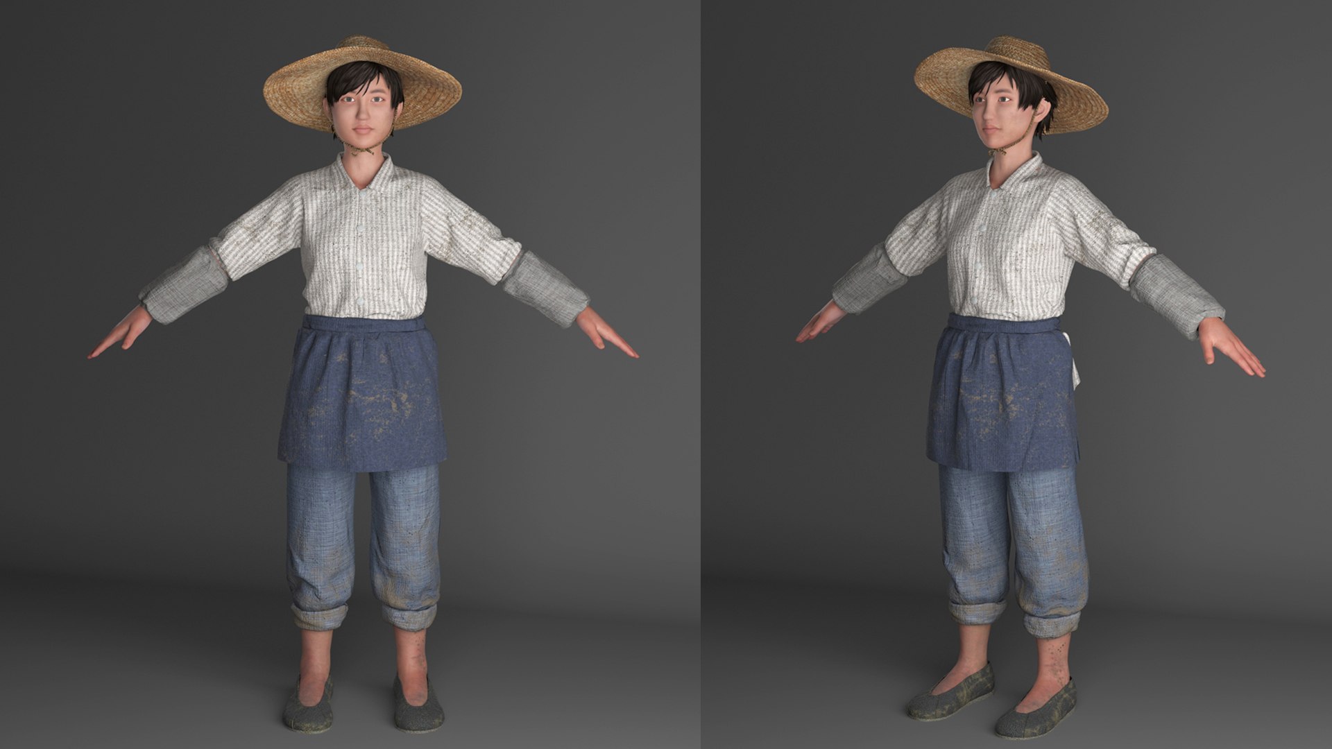 Woman Farmer Nanny Asian Woker Model - TurboSquid 1976513