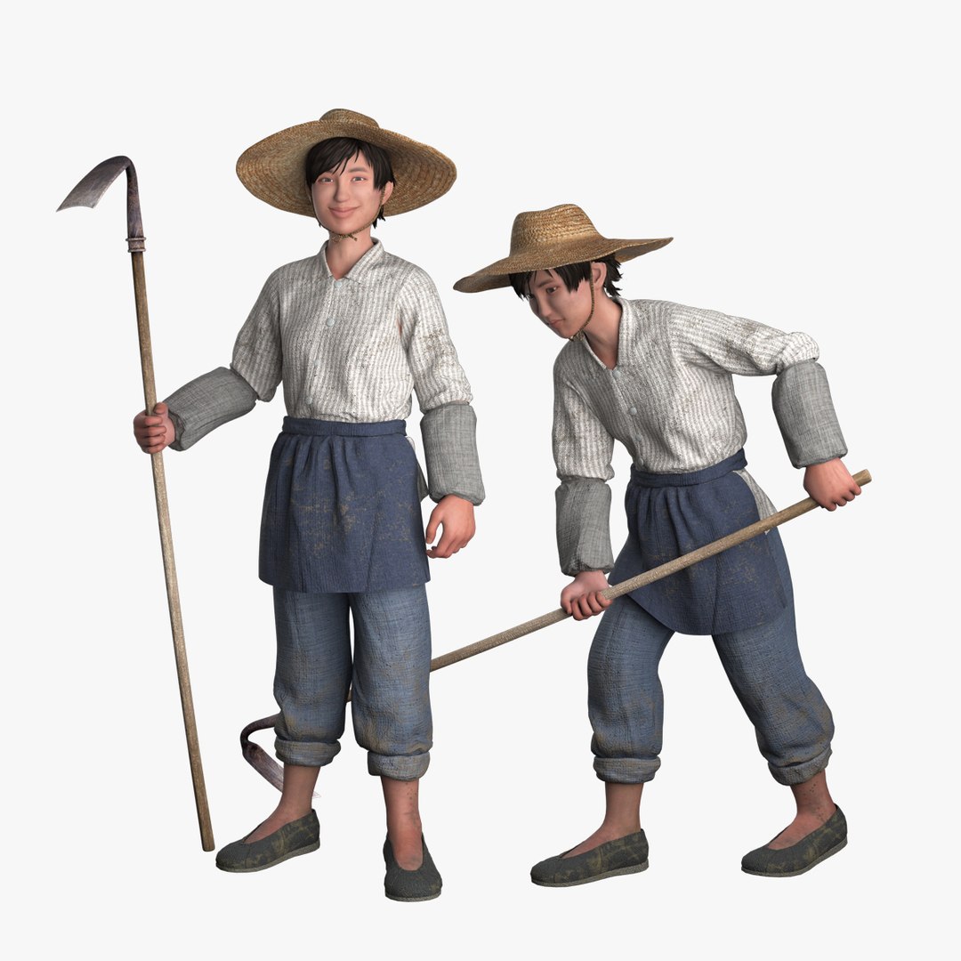 Woman Farmer Nanny Asian Woker model - TurboSquid 1976513