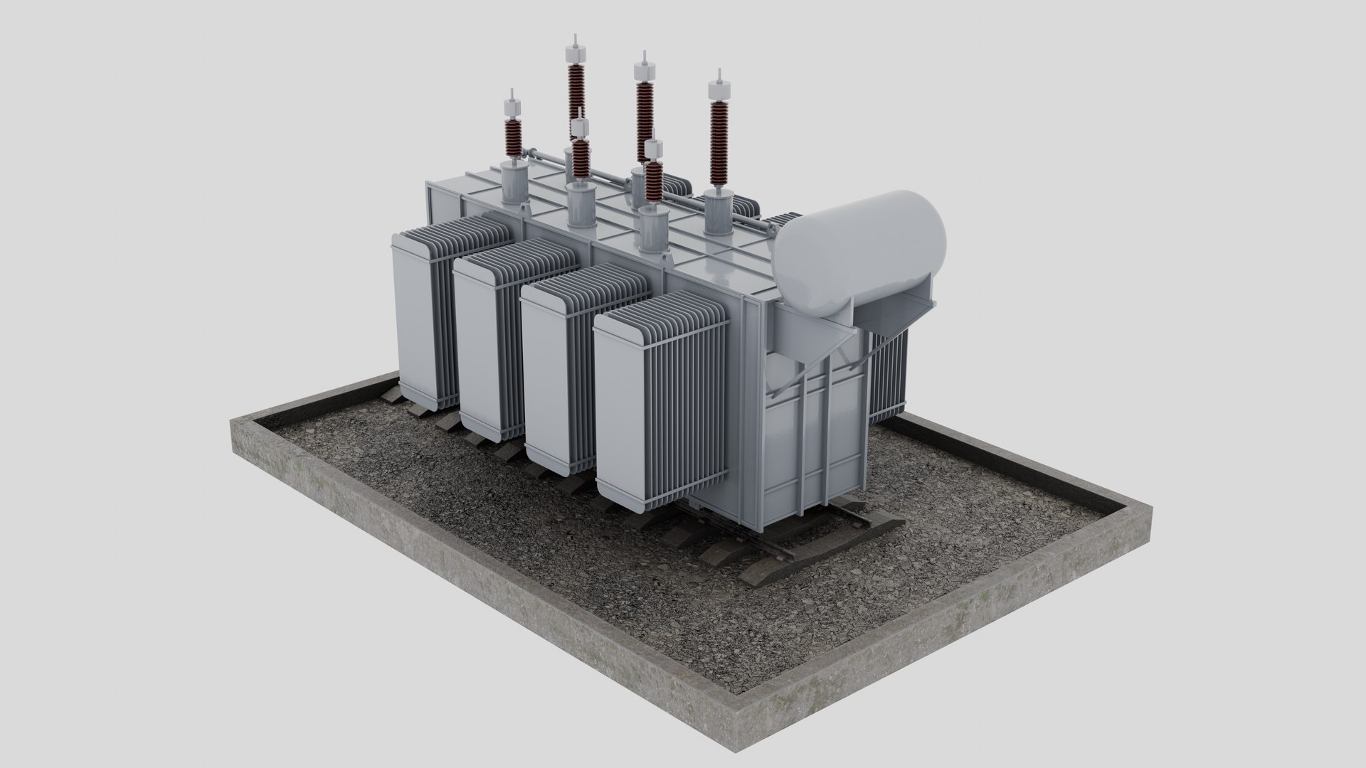 High voltage transformer 220 110 kV Power plant 3D model - TurboSquid ...