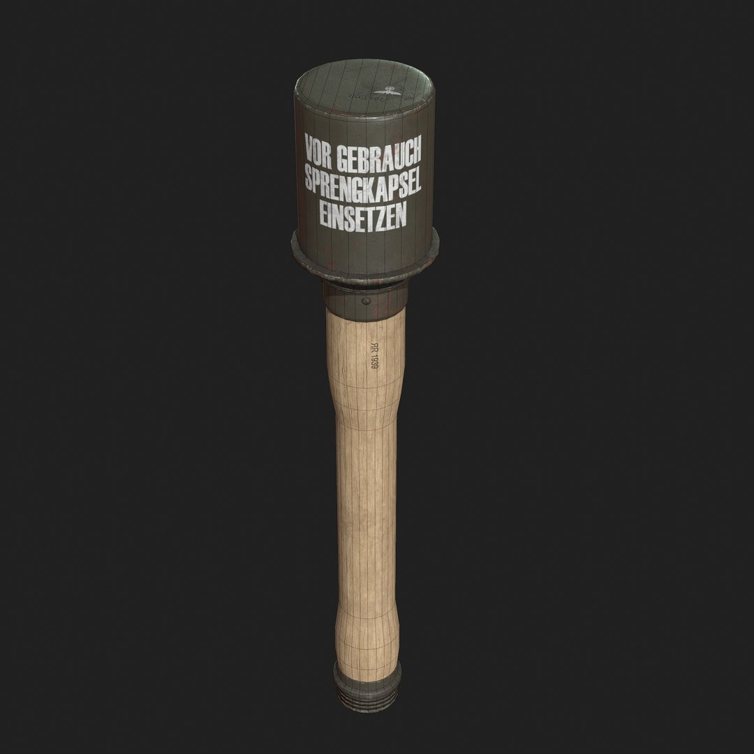 3d german stielhandgranate model