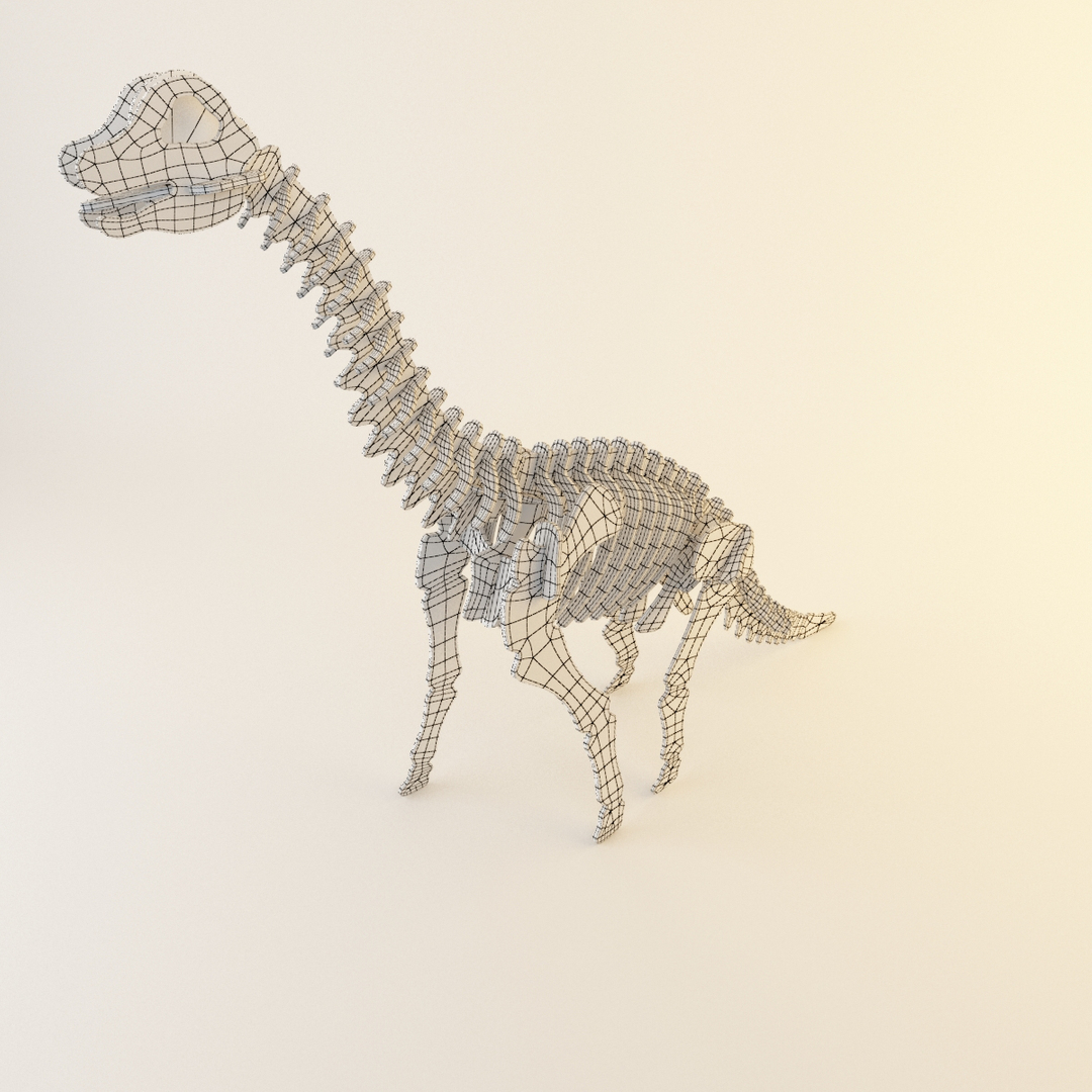 wooden brontosaurus 3d model