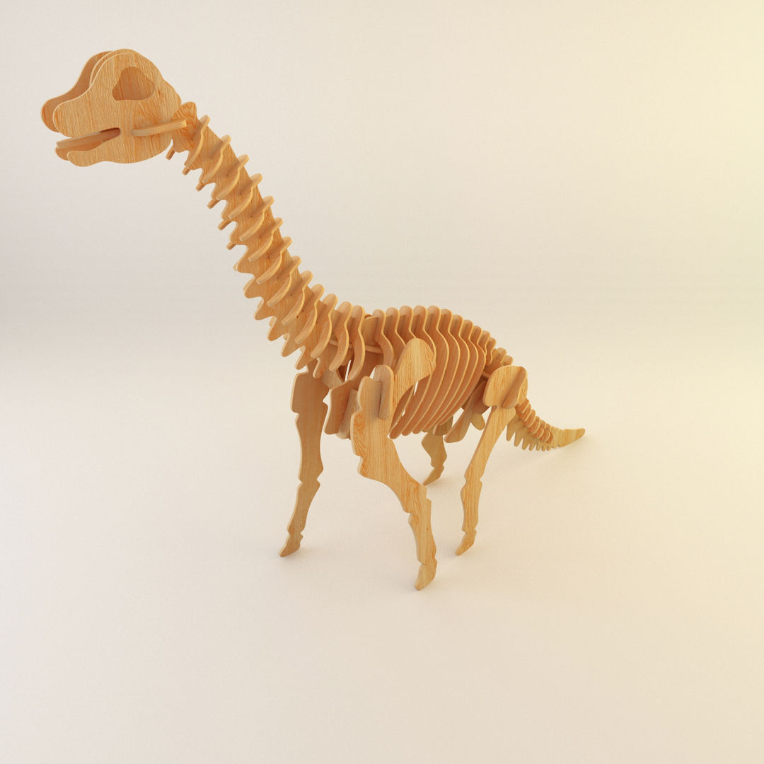wooden brontosaurus 3d model