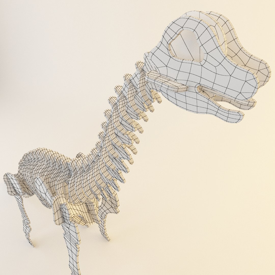 wooden brontosaurus 3d model