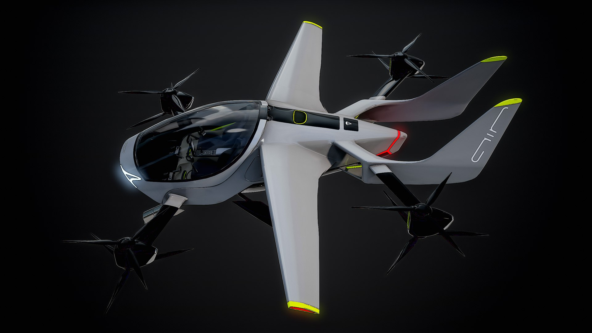 EVTOL Flying CarAir One Rigged Animated PBR 3D - TurboSquid 2072851