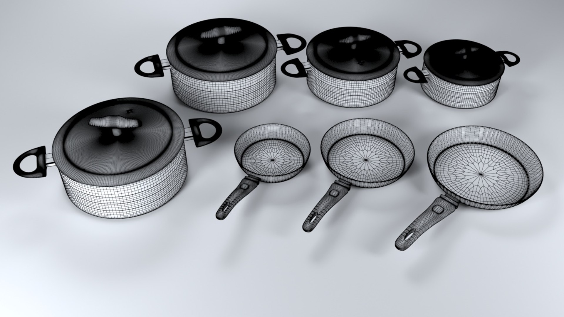 Cookware Set Pot Pan 3D Model - TurboSquid 1432204