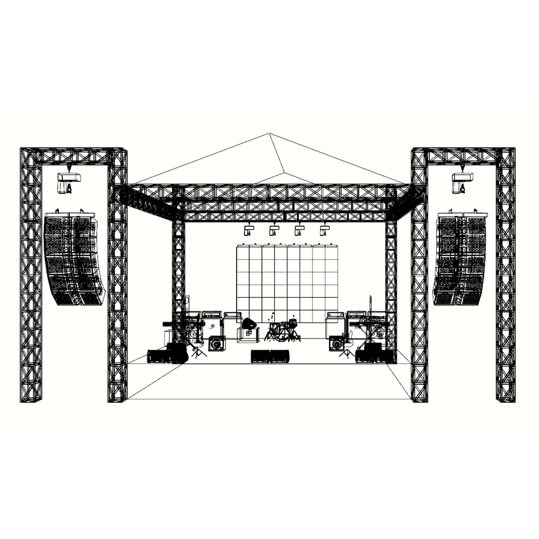 Stage Size 6x8 Rigging Base Led Screen Sound Line Array 3D - TurboSquid ...