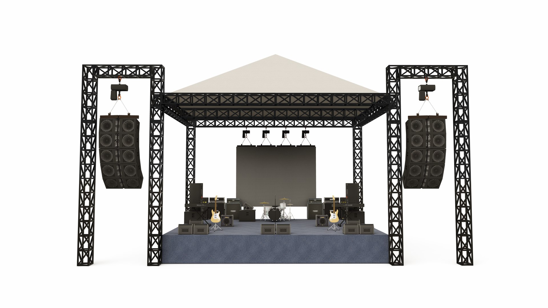 Stage Size 6x8 Rigging Base Led Screen Sound Line Array 3D - TurboSquid ...