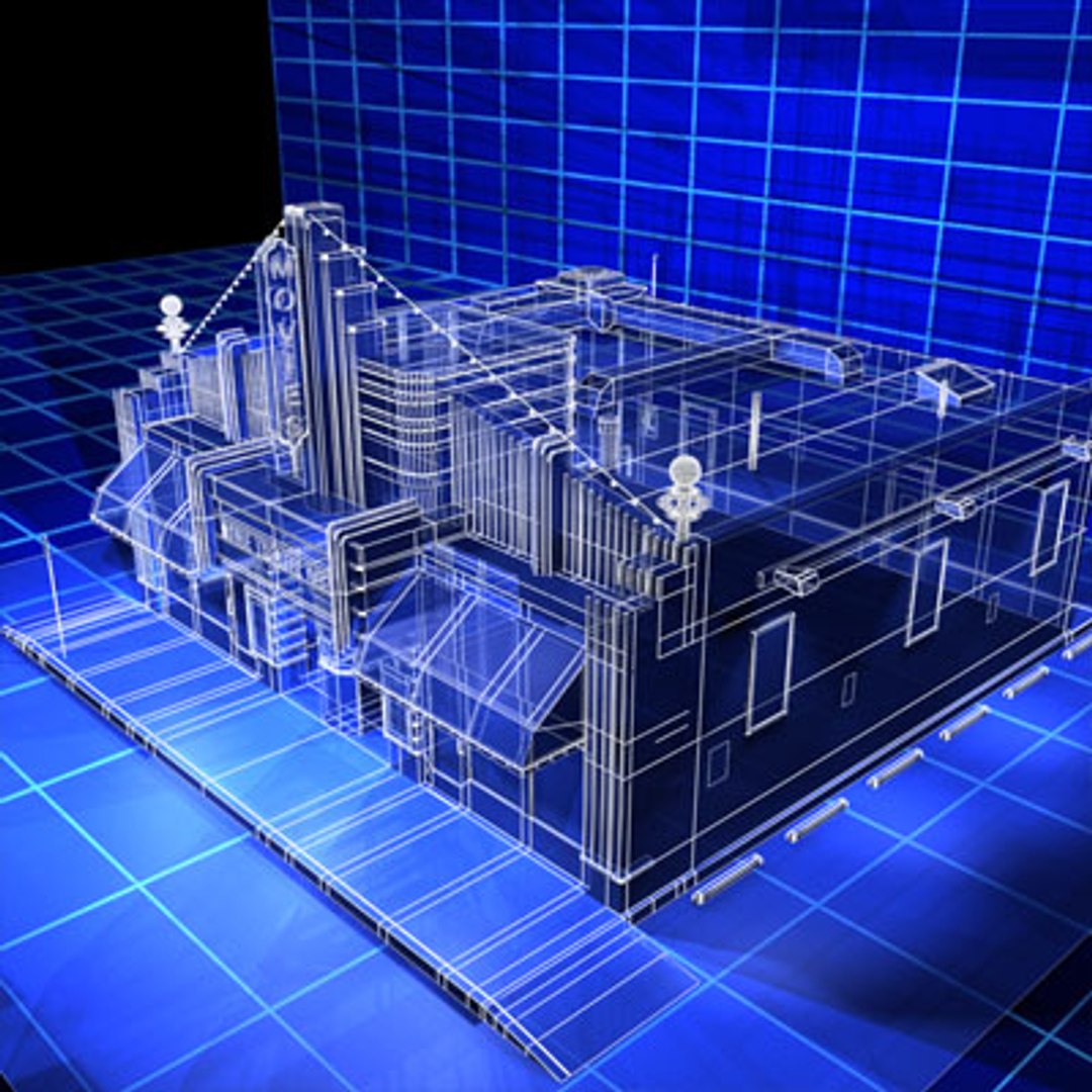 3d movie theater deco 01 model