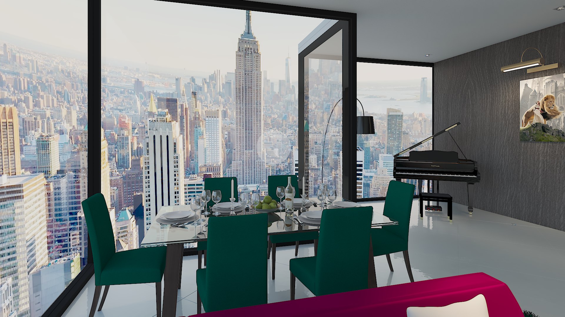 Skyscraper Living Room Interior Design Model - TurboSquid 1559177