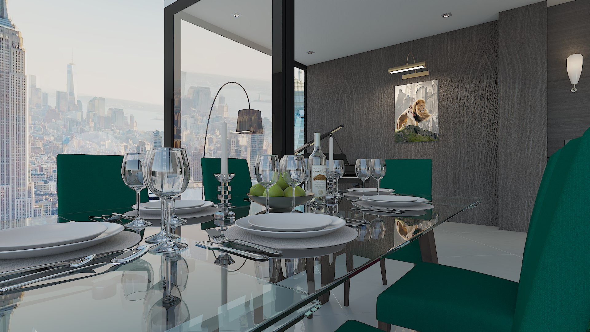 Skyscraper Living Room Interior Design Model - TurboSquid 1559177