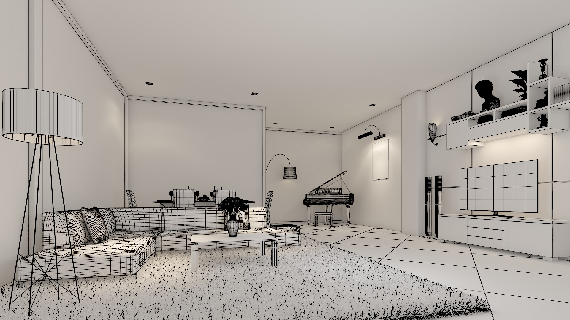 Skyscraper Living Room Interior Design Model - TurboSquid 1559177