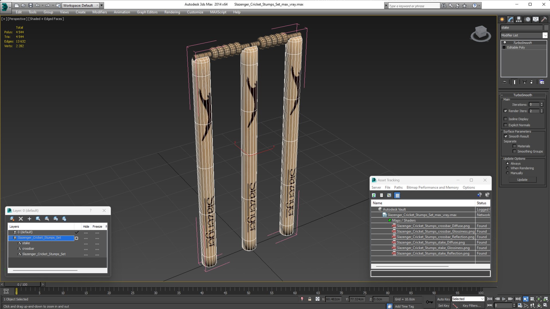 Slazenger Cricket Stumps Set 3D Model - TurboSquid 2189676